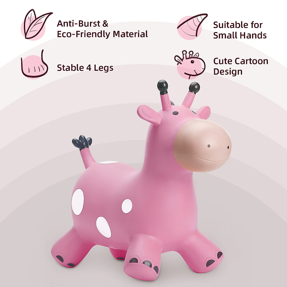 EVERICH TOY Giraffe Bouncy Horse Hopper for Toddlers, Bouncy Animals Jumping Horse, Inflatable Ride on Bouncer Hopping Toys Gifts for Boys and Girls 18 Months 2 3 4 5 6 Years Old