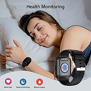 Smart Watch with Bluetooth Call (Answer/Make Call), 1.85" Ultra Large HD Screen, 100+ Sports Mode 2023 Smart Watches for Men Women, IP68 Waterproof Fitness Tracker with Heart Rate Sleep Monitor, Black