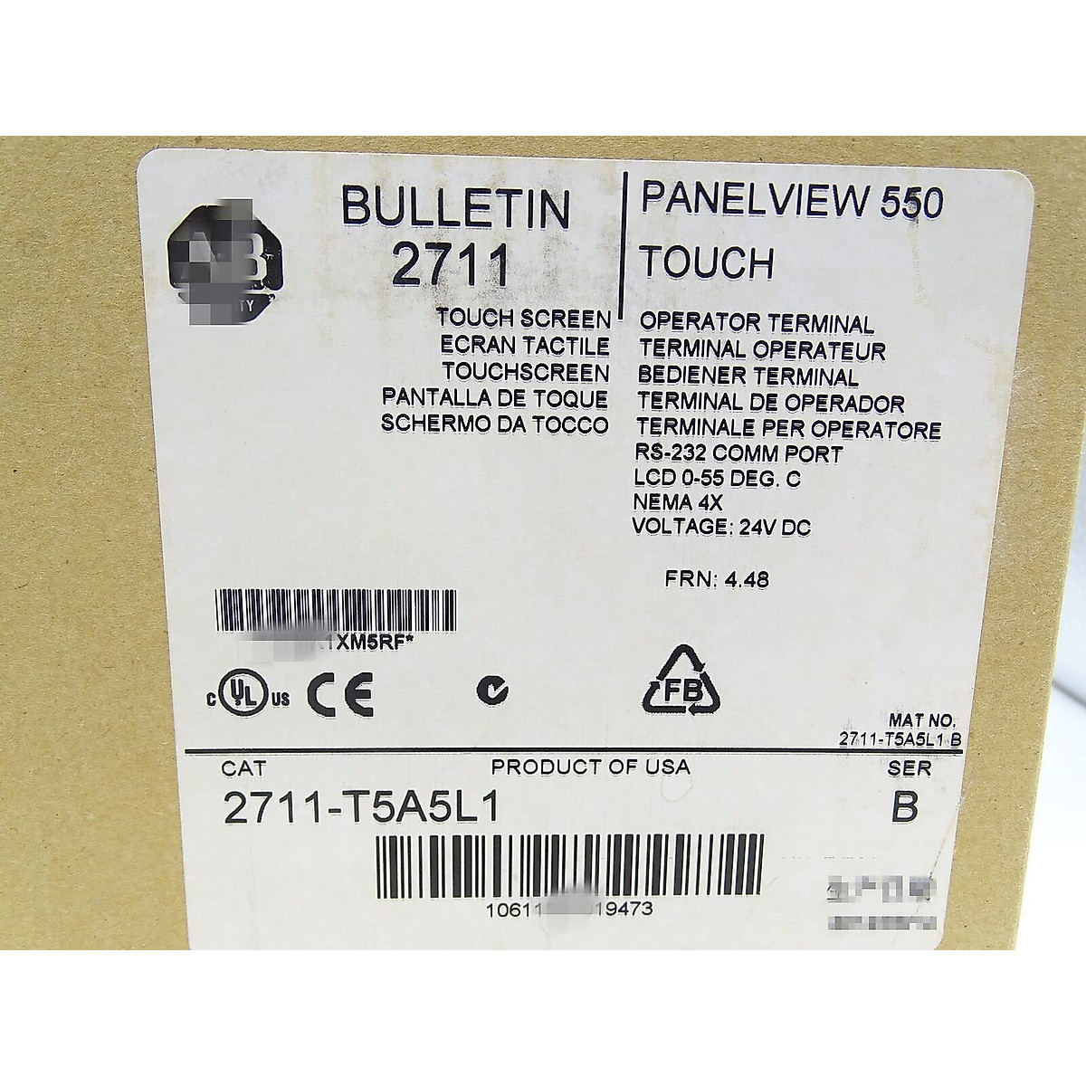 2711-T5A5L1 PanelView 550 2711-T5A5L1 Touch Panel Sealed in Box 1 Year Warranty Fast