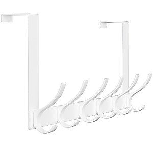 Peasulin Over The Door Hooks, Sturdy Door Hanger, Large Over The Door Towel Rack with 12 Hooks, Heavy Duty Easy to Install, for Bathroom, Bedroom，Kitchen，Hanging Towels, Coats (White).
