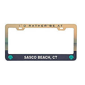 R and R Imports Sasco Beach Connecticut Sea Shell Design Souvenir Metal License Plate Frame
