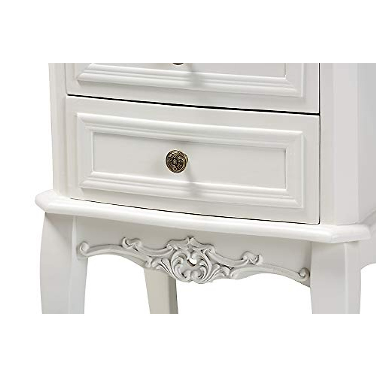 Baxton Studio Darla Classic and Traditional French White and Cherry Brown Finished Wood 2-Drawer Nightstand