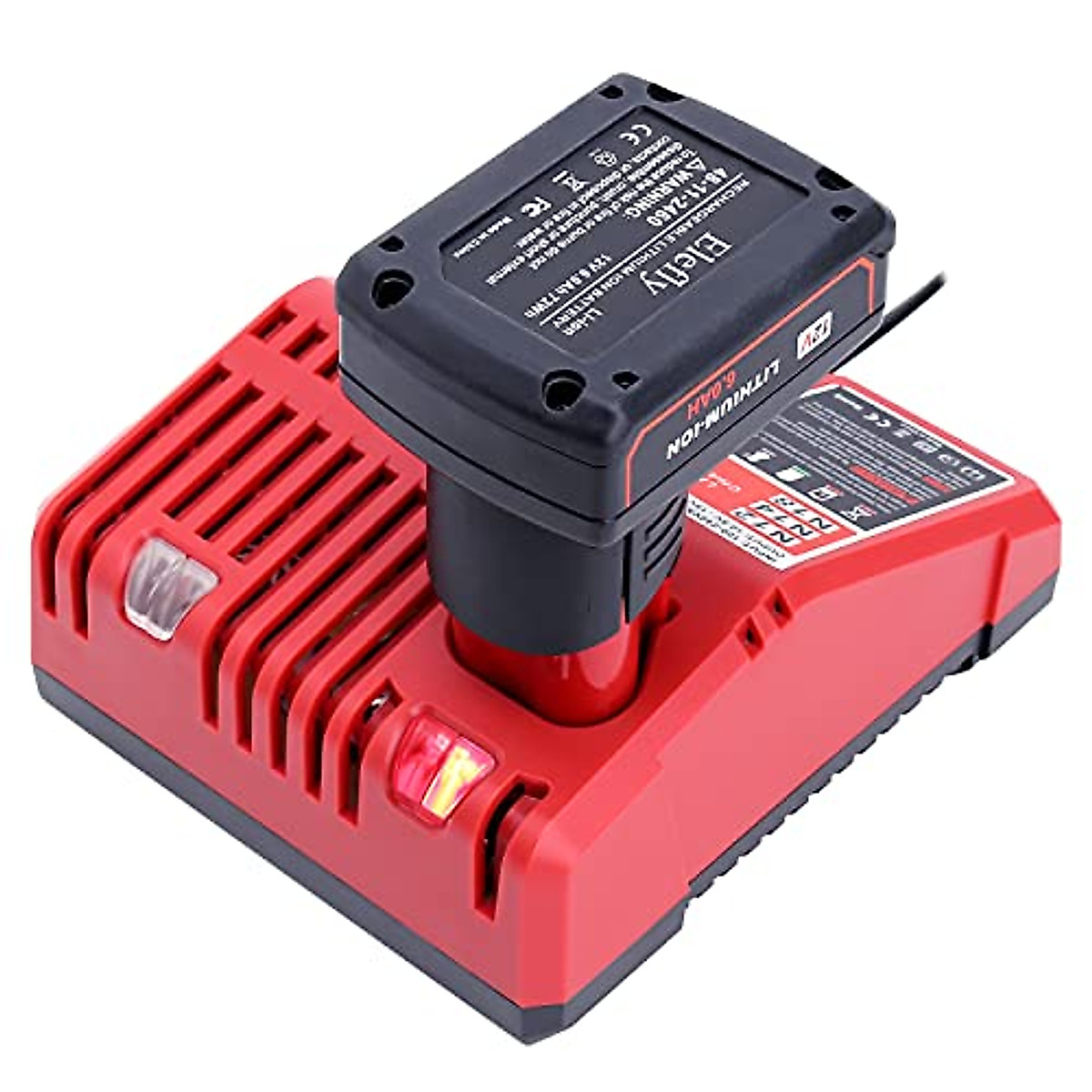 ELEFLY 2 Pack M12 6.0Ah Replacement for Milwaukee M12 12V Lithium Battery 48-11-2460 48-11-2411 48-11-2401 48-11-2402 48-11-2440, Compatible with Milwaukee 12-Volt M12 Cordless Tools