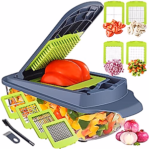 Vegetable Chopper, Heavy Duty Onion Chopper with Container, Dishwasher Safe Veggie Chopper, 4 Blade Food Chopper Dicer Cutter