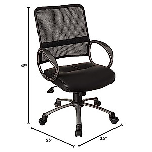 Boss Office Products Mesh Back Task Chair with Pewter Finish in Black