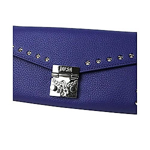 MCM Women's Spectrum Blue Leather Patricia Studded Large Chain Wallet MYL9SPA40HG001