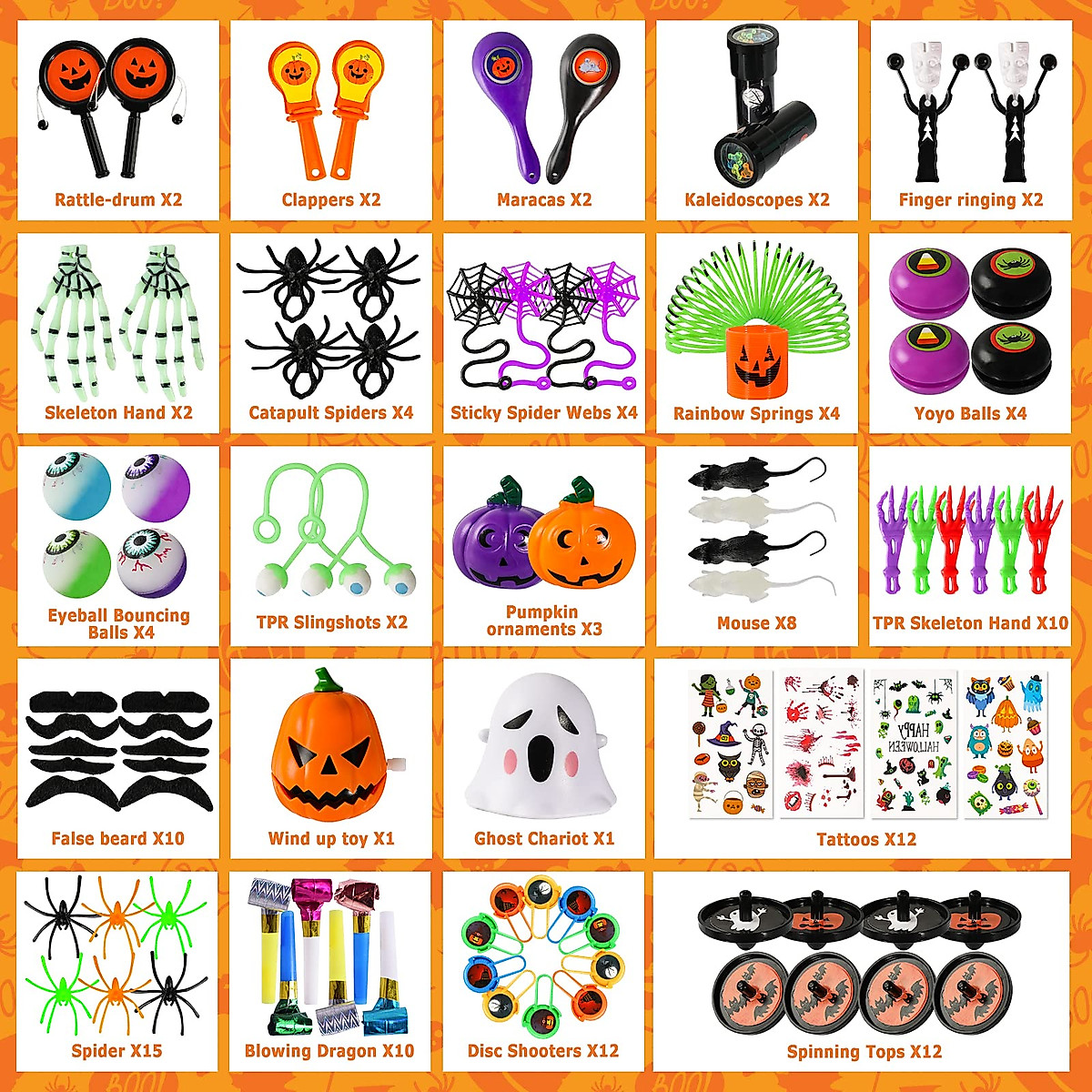 Thuodo 288 PCS Halloween Party Favors Toys Assortment for Kids, Kids Prizes in Bulk Trick-or-Treat Goodie Bag Fillers Pinata Filler School Classroom Rewards Halloween Toys