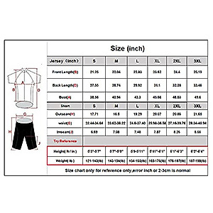 X-CQREG Cycling Jersey Men Set Bib Shorts Set Summer Mountain Bike Bicycle Suit Anti-UV Bicycle Team Racing Uniform Clothes (Black,X-Large)…