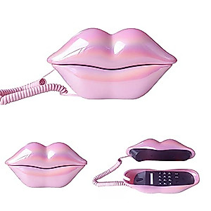TelPal Corded Landline Phones for Home, Funny Novelty Lip Phone Gift, Wired Mouth Telephone Cartoon Shaped Real Landline Home Office Telephones Furniture Decor