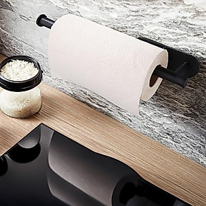 Remarkable Home Paper Towel Holder - Self-Adhesive Or Screw Mounted for Under Cabinet Or Wall, Great for Kitchen, RV, Bathroom and Garage (Black)