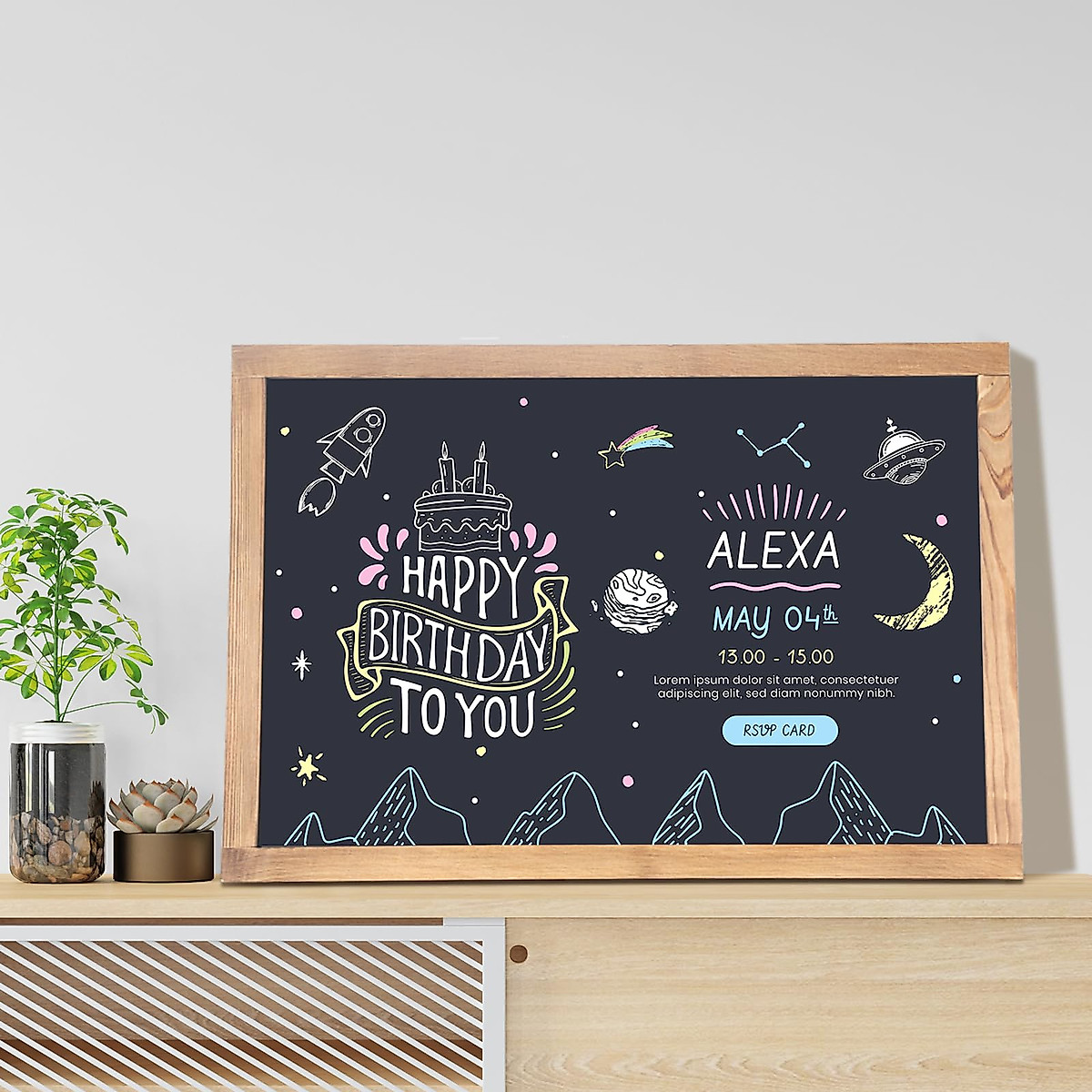 KOOLDE 16" x 24" Magnetic Chalkboard Large Hanging Framed Wall Chalk Board Combination Chalk Board & Bulletin Board Rustic Framed Blackboard for Kids, Home, Office, Restaurant