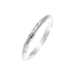 Arthur's Jewelry Sterling silver 925 2mm Hawaiian scroll hand engraved ring band size 8