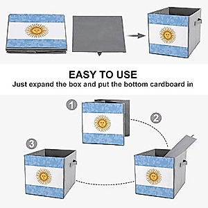 Retro Argentina Flag Large Cubes Storage Bins Collapsible Canvas Storage Box Closet Organizers for Shelves