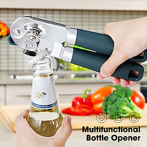 Can Opener Manual, Can Opener with Magnet, Hand Can Opener with Sharp Blade Smooth Edge, Handheld Can Openers with Big Effort-Saving Knob, Can Opener with Multifunctional Bottles Opener