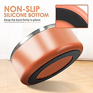 IKITCHEN Dog Bowl for Food and Water, 64 Oz Stainless Steel Pet Feeding Bowl, Durable Non-Skid Double Wall Insulated Heavy Duty with Rubber Bottom for Medium Large Dogs (64 Ounces/8 Cup, Orange)