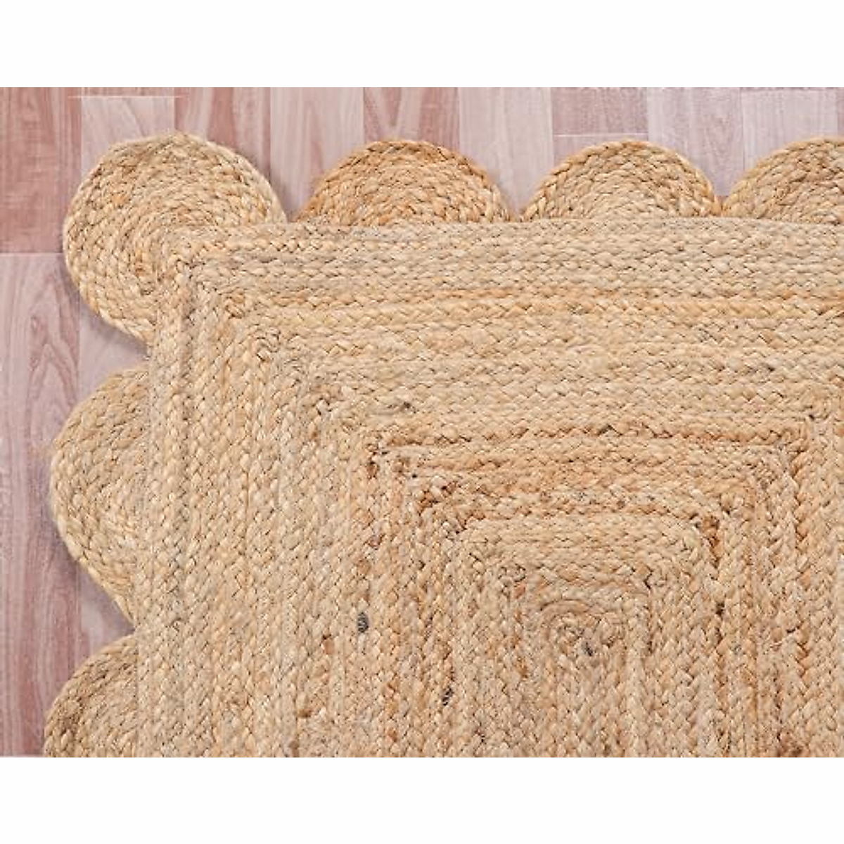 2x3, 2x4, 2x5, 2x6 Ft, Jute Rug - Natural Scalloped Rug, Bohemian Scalloped Rug, Scalloped Jute Rug, Natural Jute Rug, Jute Scallop Rug, Area Rug (2x5 Ft, Area Rug)