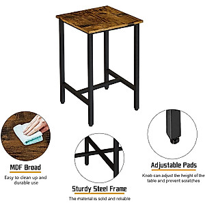 Recaceik 3 Piece Pub Dining Set, Modern bar Table and Stools for 2 Kitchen Counter Height Wood Top Bistro Easy Assemble for Breakfast Nook Living Room Small Space Restaurant, Rustic Brown 24”