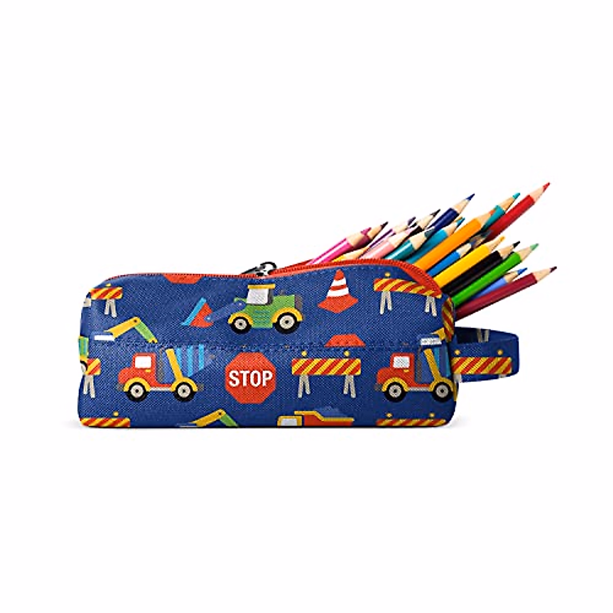 Simple Modern Pencil Case, Pouch, Box for School | Kids Durable Bag Organizer for Office, Makeup and Travel Supplies| Polyester Zip Pouch | Hudson Collection | Under Construction