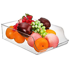 TOPZEA Set of 3 Refrigerator Organizer Bins, Clear Plastic Soda Can Organizer Wide Water Bottle Storage Bin, Fridge Drink Can Dispenser Canned Food Storage Bin for Freezer, Pantry, Cabinet