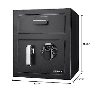 BARSKA AX13108 Biometric Keypad Digital Multi-User Security Business Depository Drop Safe with Front Load Drop Box for Money, Cash, and Mail