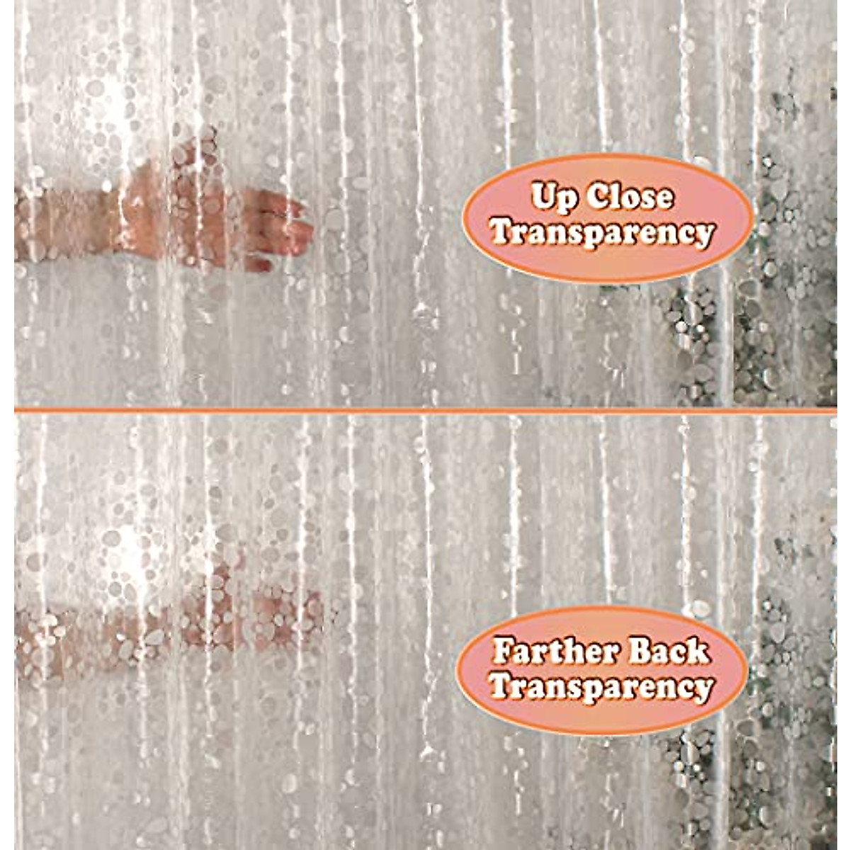 VENICE COLLECTIONS Shower Curtain Liner 3D Semi Transparent Heavy 8G Thick PEVA Waterproof Plastic Metal Grommets and Weighted Magnets 70 x 72 inches with Hooks Pebble Clear