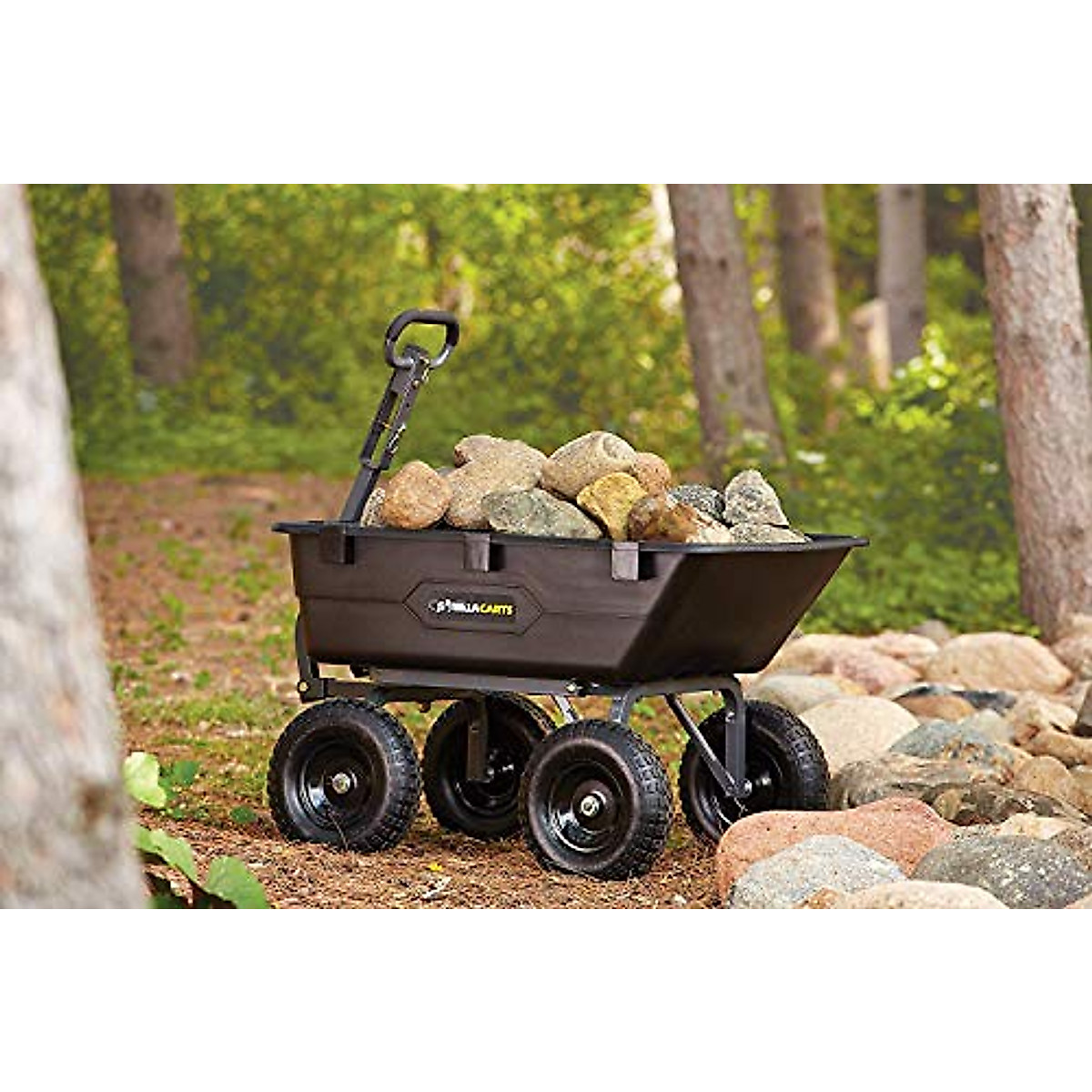 Gorilla Carts Heavy-Duty Poly Yard Dump Cart | 2-in-1 Convertible Handle, 1200 lbs Capacity | GOR6PS Model & Oregon 54-026 Bar and Chain Oil, 1 Quart