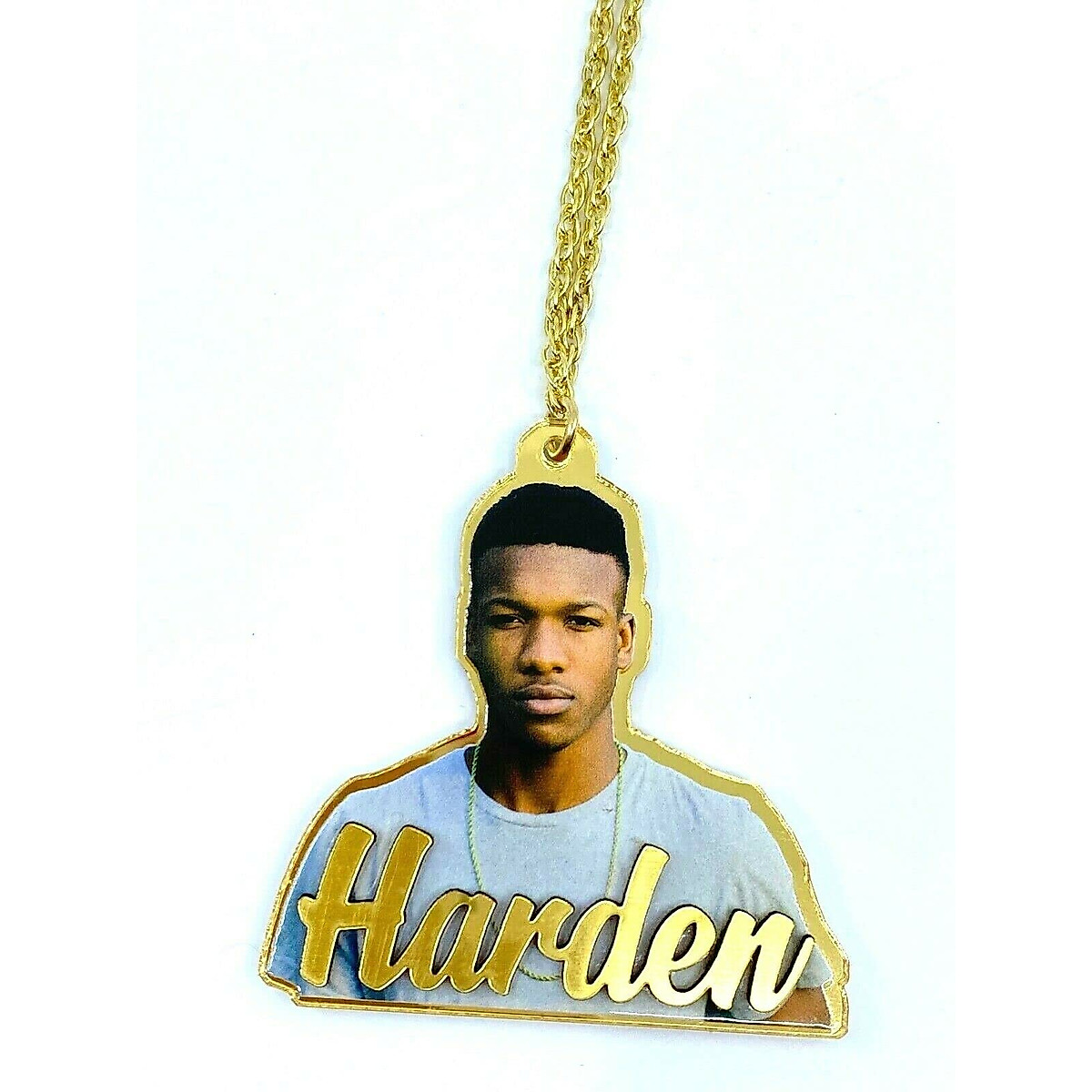 MIRROR MANIA All New Your Own Picture Photo UV Printed on Premium Acrylic Nameplate Necklace Chain Personalized Free Laser Cut Any Name Custom With Silver or Gold Choice Chain- WOW!