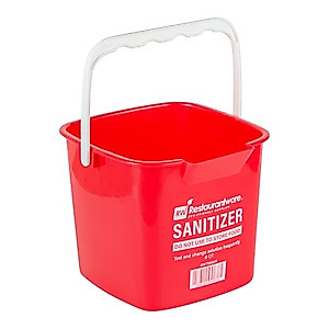 Restaurantware RW Clean 6 Quart Cleaning Bucket 1 Detergent Square Bucket - With Measurements Built-In Spout And Handle Red Plastic Utility Bucket For Home Or Commercial Use