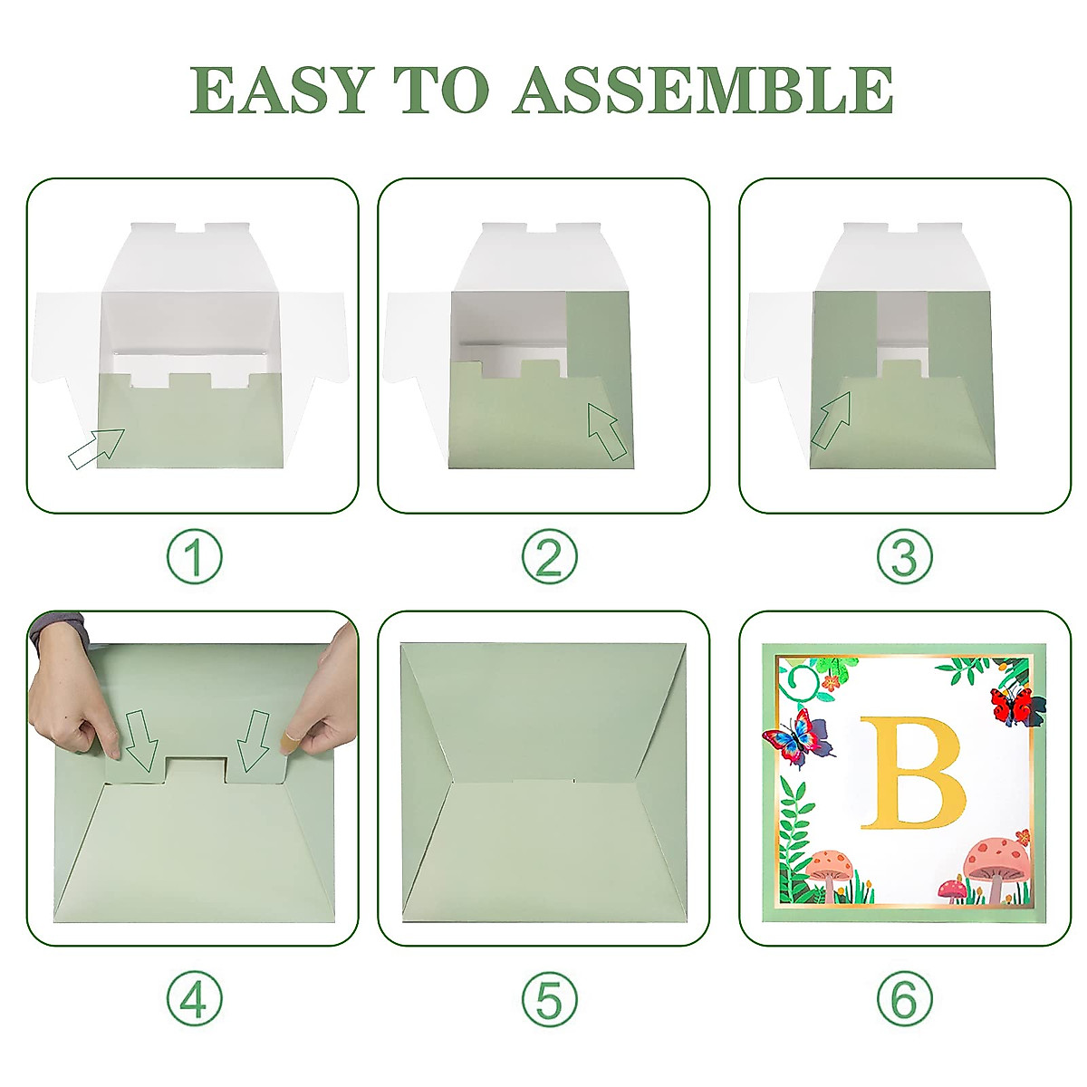 Baby Shower Decorations for Girl Sage Green Baby Block Box with Letters for Baby Shower Decor Neutral Baby Gender Reveal Decorations with 3D Butterfly