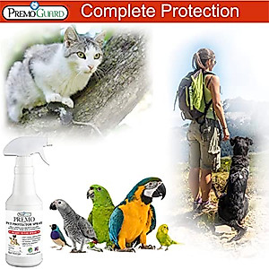 Pet Protector by Premo Guard – 100% Effective Mite, Flea, Tick, & Mosquito Spray for Dogs, Cats, and Pets – Best Natural Protection for Control, Prevention, & Treatment – 32 oz