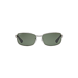 Ray-Ban RB3478 Rectangular Sunglasses, Gunmetal/Green Polarized, 60 mm