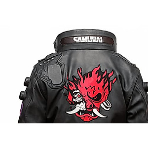 DRIPFLEX Charcoal Black Cyberpunk 2077 Ultimate Gaming Samurai Motorcycle Real Leather Bomber Cosplay Jacket Costume