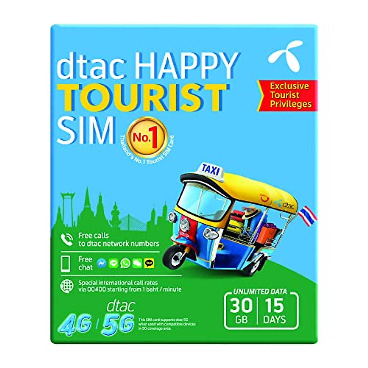 DTAC Local SIM for Thailand 30 GB at Max Speed | Prepaid