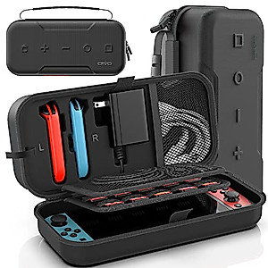 Switch OLED Carrying Case Compatible with Nintendo Switch/OLED Model, Portable Switch Travel Carry Case Fit for Joy-Con and Adapter, Hard Shell Protective Switch Pouch Case with 20 Games, Black