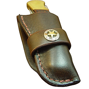 Custom Leather Knife Sheath for Buck 110/Similar Knife, Western Style Pocket Knife Holder, Dark Brown