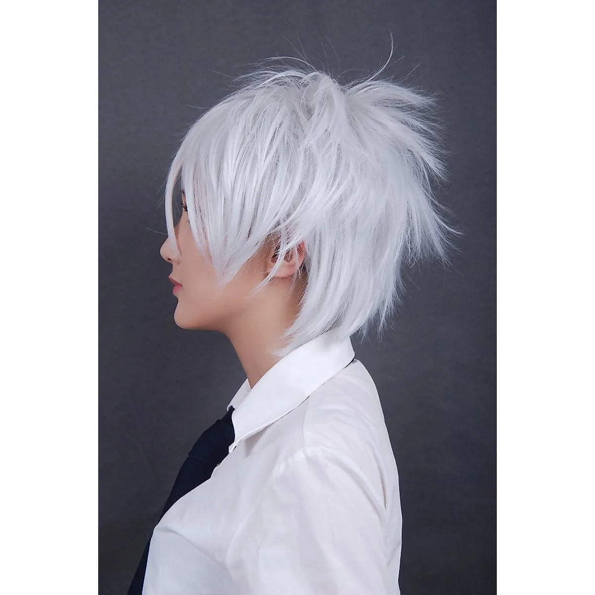 COSPLAZA Cosplay Wigs short white Party Full Hair with Free Cap Free Wig Net