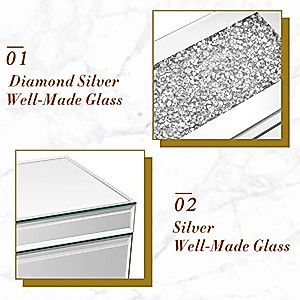 2 Pieces Silver Glass Mirrored Diamond Jewelry Box Christmas Gift Container Organizer Simple Classic Storage Jewelry Box Decorative Glass Box Jewelry Organizer Box Jewelry Storage