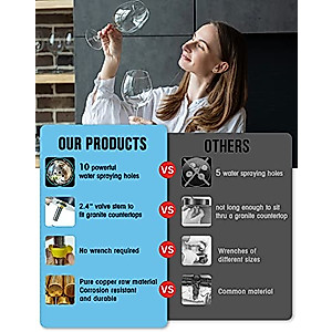 Glass Rinser for Kitchen Sink, Automatic Cup Washer, 10 Water Spraying Holes Bottle Washer, Kitchen Sink Cup Cleaner Accessories