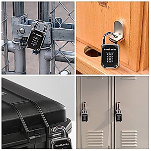 FortLocks Gym Locker Lock - 4 Digit, Heavy Duty, Hardened Stainless Steel, Weatherproof and Outdoor Combination Padlock - Easy to Read Numbers - Resettable and Cut Proof Combo Code - 1 Pack Silver