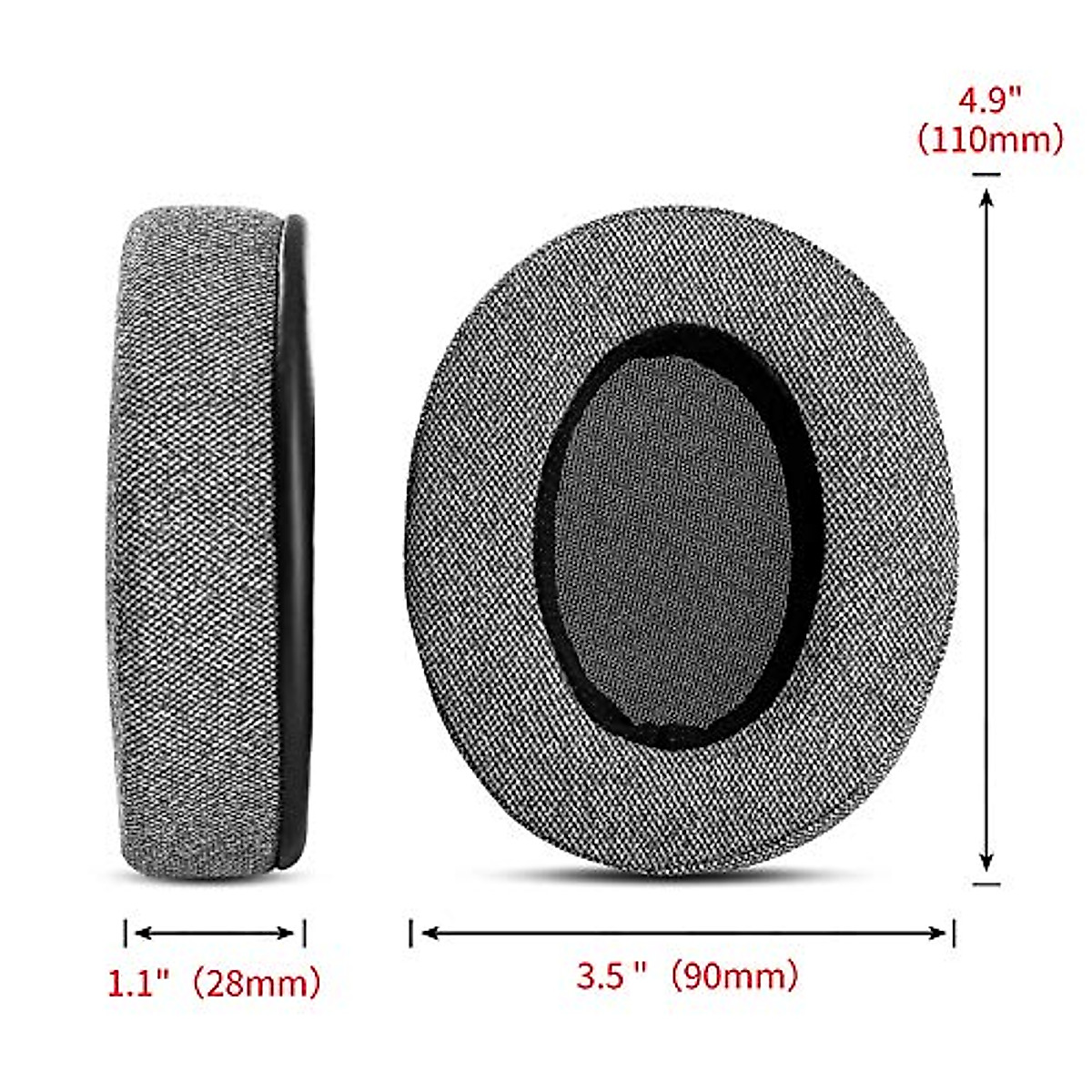 Replacement Earpad Cushions Compatible with Creative Sound BlasterX H6 7.1 USB Gaming Headset Earmuffs Covers Size 105mm X 85mm (Gray)