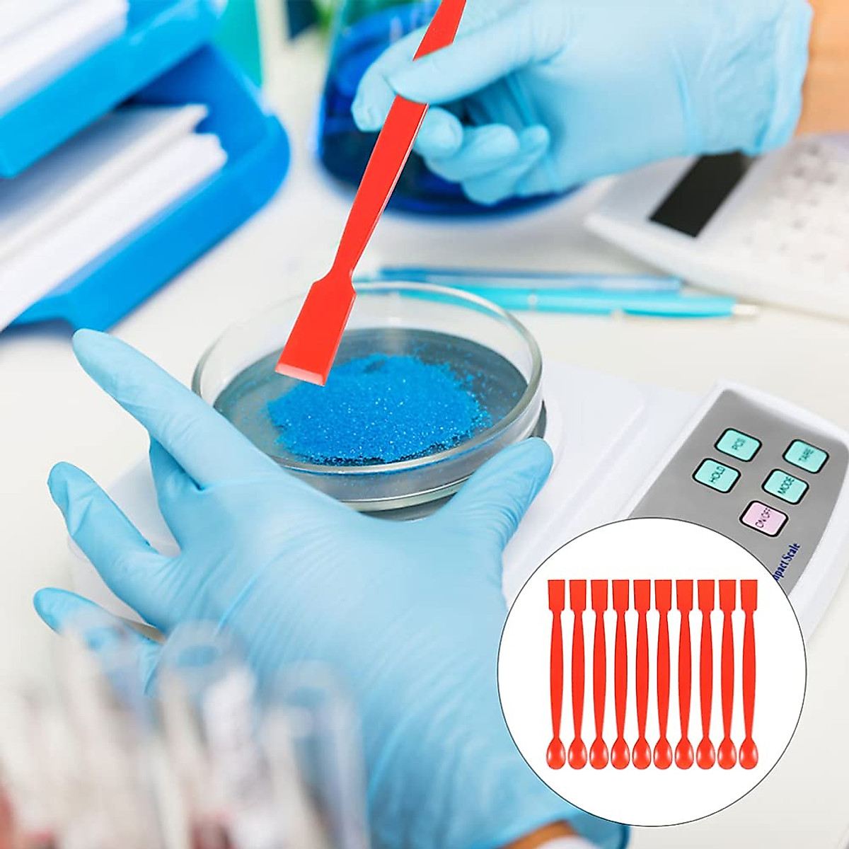 Scicalife 15pcs Plastic Lab Spoon Spatula Micro Double Ended Long Laboratory Sampling Spoon Mixing Spatula for Medicine Powders Gel Cap Filler Capsule Filler 210mm