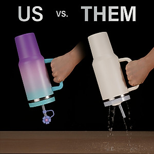 ICEWATER Horizon- 40 oz Tumbler with Lid and Straw | 100% Leak Proof Insulated Tumbler with Handle,Cup Holder Friendly,Water Bottle for Coffee,Keep Cold for up 36 Hours (Rainbow)