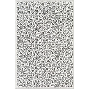 Mark&Day Animal Print Rugs, 5x7 Vossen Modern Indoor Outdoor Cheetah Leopard Cream Area Rug, Non Shedding White Blue Black Carpet for Patio, Porch, Deck, Living Room, Bedroom or Kitchen (5'3" x 7'3")