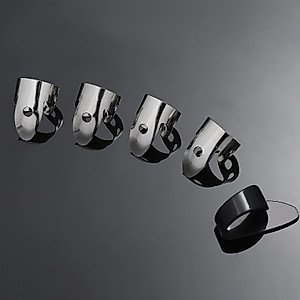 6 Pieces Banjo Finger Picks Set, Including Stainless Steel Finger Picks and Thumb Picks, Metal Finger Picks Adjustable Bass Finger Picks for Guitar, Banjos and Other Instruments (Silver, Black)