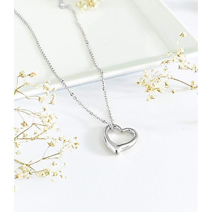 Altitude Boutique 18kt Open Heart Necklace For Women | Silver Plated Necklace | Lightweight, Hypoallergenic, Waterproof Chain (Silver)