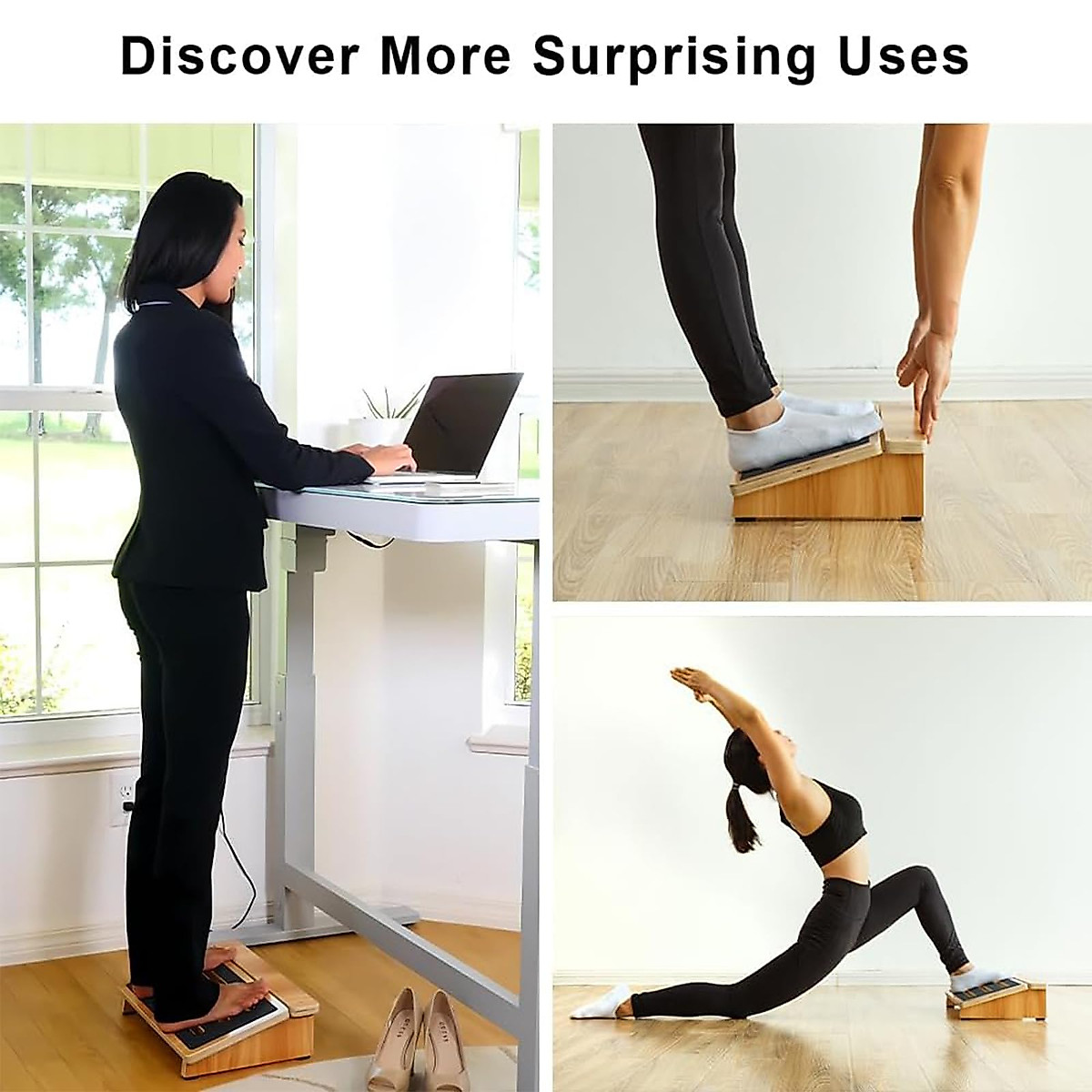 StrongTek Under Desk Footrest, Slanted Non-Slip Wooden Step Stool for Home and Office Chairs, Portable Ergonomic Posture Support for PC Gaming or Work Standing Desks