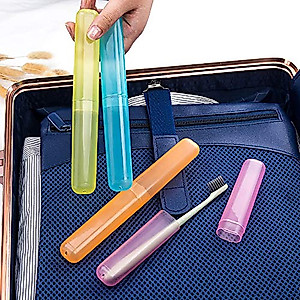 Mggsndi Portable Dustproof Toothbrush Holder Case Plastic Storage Box Bathroom Accessories Holder Set for Family and Business Travel and Daily Use at School and Outdoor Pink