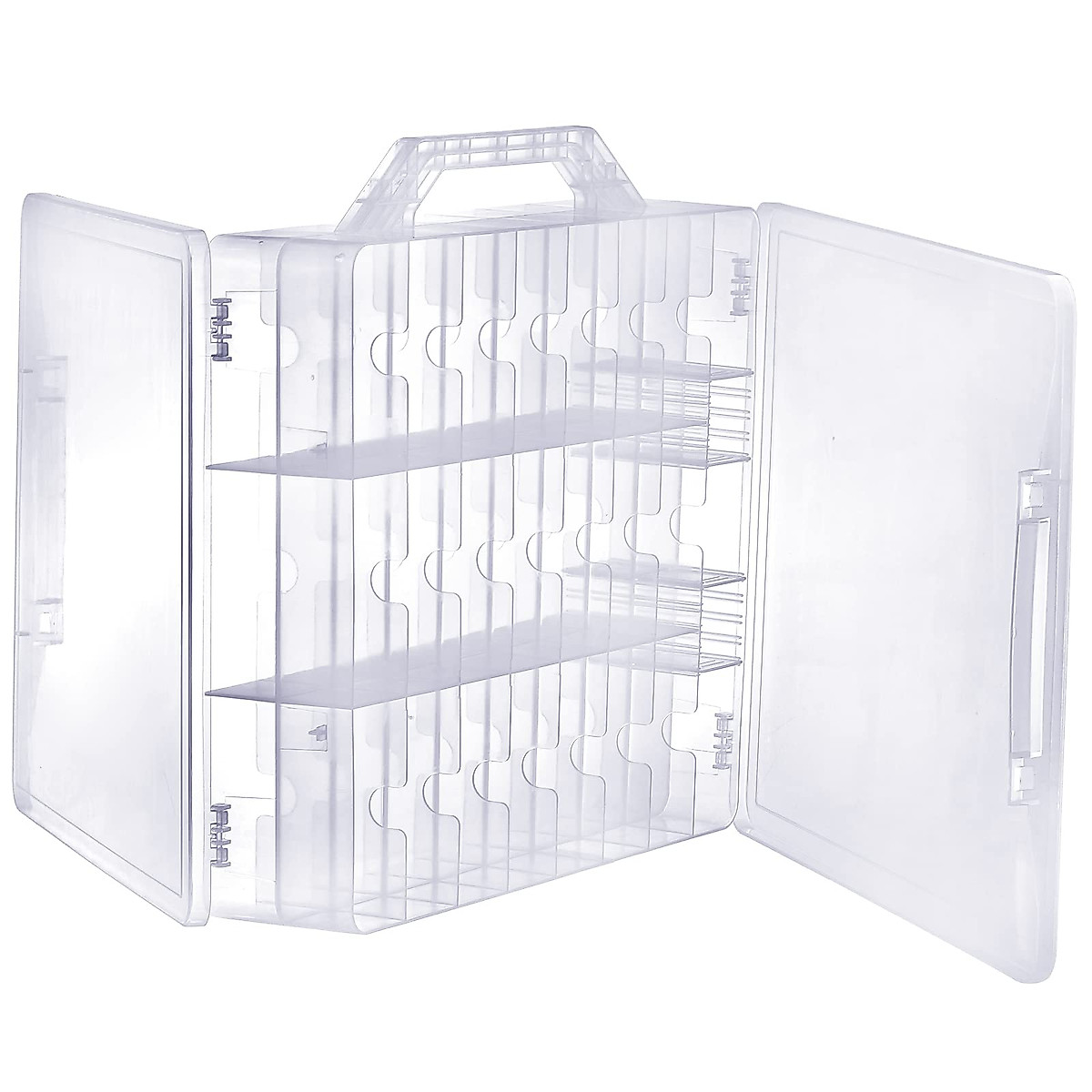 Foraineam 2 Pieces Double Side Universal Clear Nail Polish Organizer Box Nail Tools Holder Case for 48 Bottles with 8 Adjustable Dividers