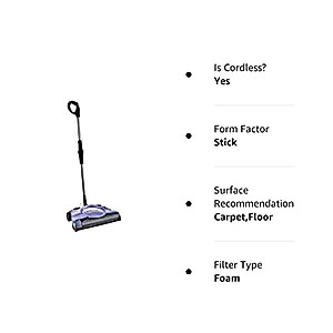 Shark 12inch Rechargeable Floor & Carpet Sweeper, V2945Z