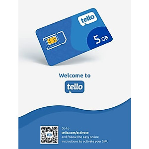 Tello Mobile Phone Plan | $19/Month - Unlimited Talk & Text + 5GB | Bring Your Own Phone Kit | 3 in 1 SIM Card Included | Nation-Wide 4G LTE/5G Coverage